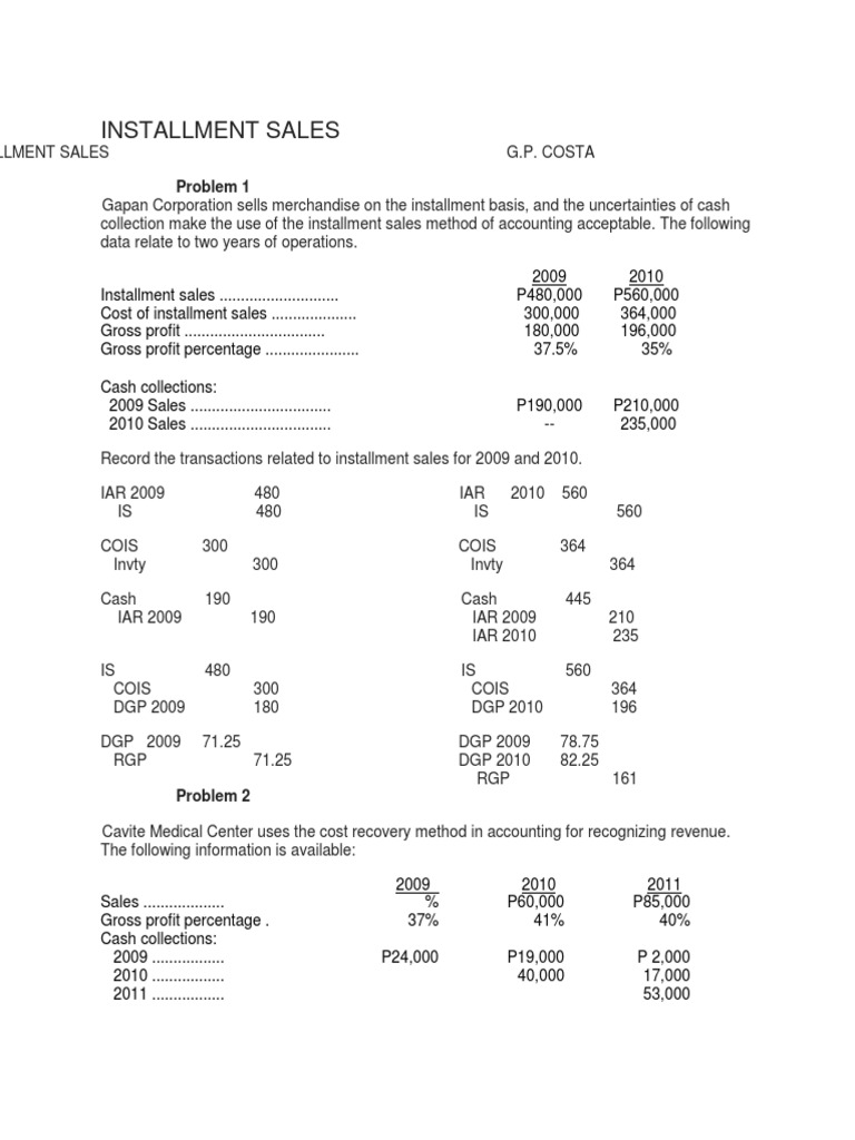 Installment Sales | PDF | Interest | Debits And Credits