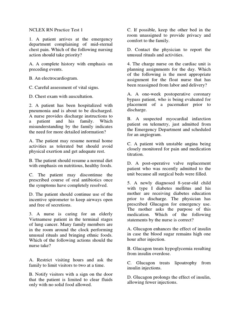 NCLEX RN Practice Test 1 | PDF | Infants | Bleeding