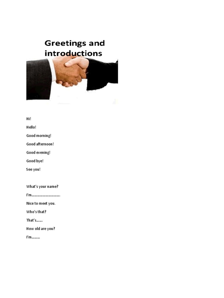 Hi! Hello! Good Morning! Good Afternoon! Good Evening! Good Bye! See ...