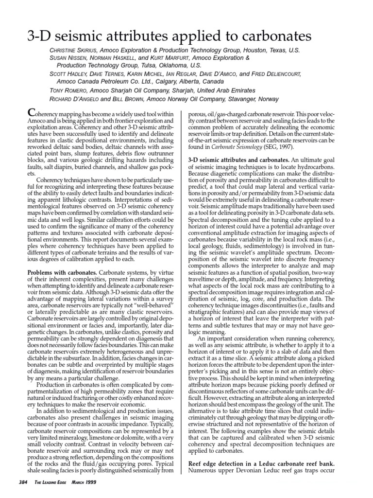 Delineating Carbonate Reservoirs Through 3D Seismic Attribute Analysis ...