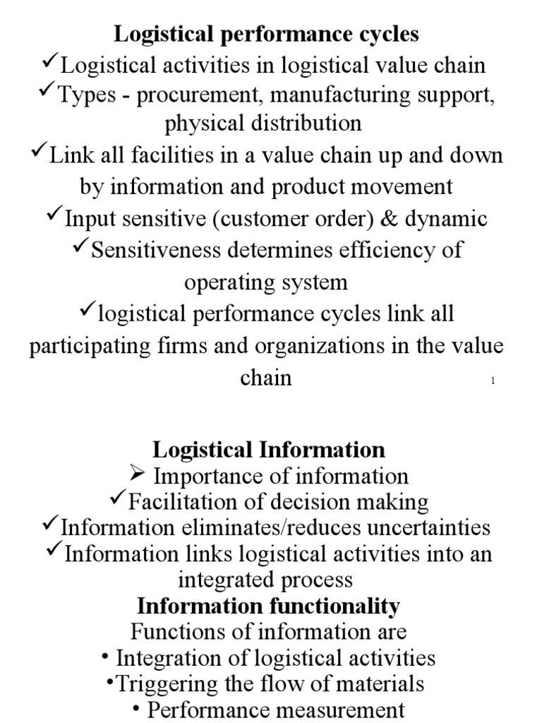 12 Logistical Perf Cycles & Info | PDF | Logistics | Inventory