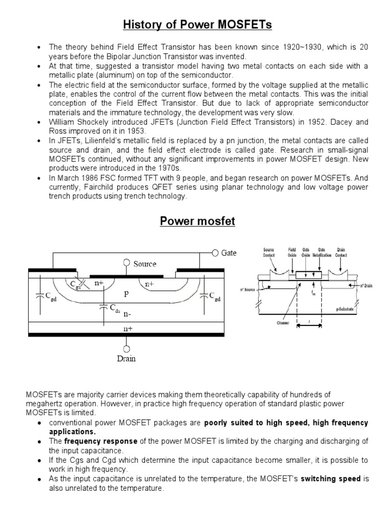 History of Power Mosfets: Applications | PDF | Field Effect Transistor ...