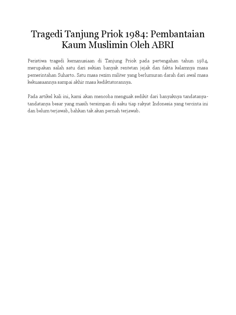 Tragedi Tanjung Priok 1984 | PDF