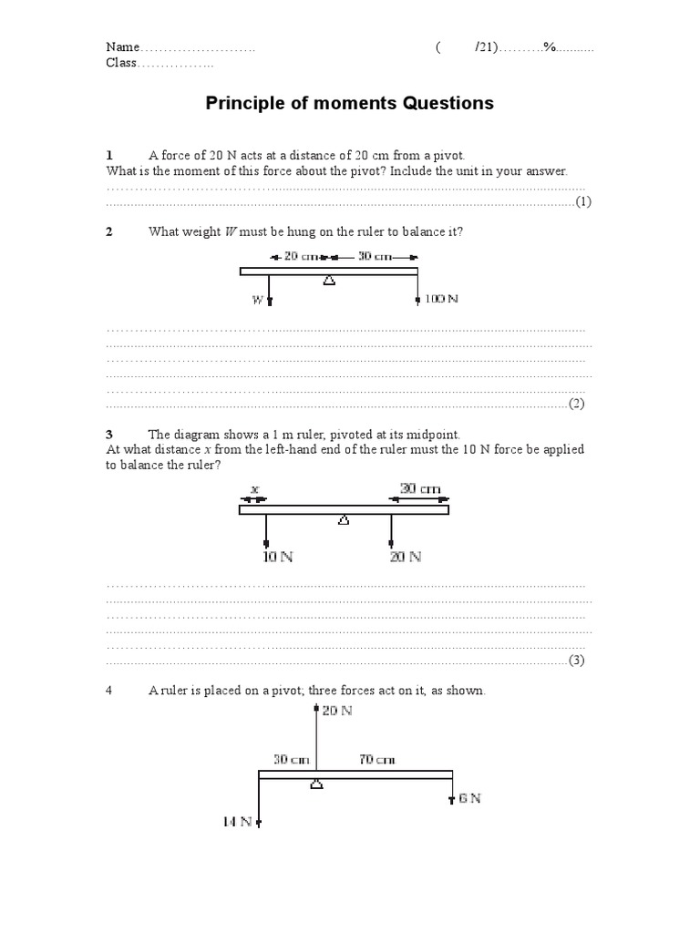 Moments Questions | PDF | Physics | Classical Mechanics