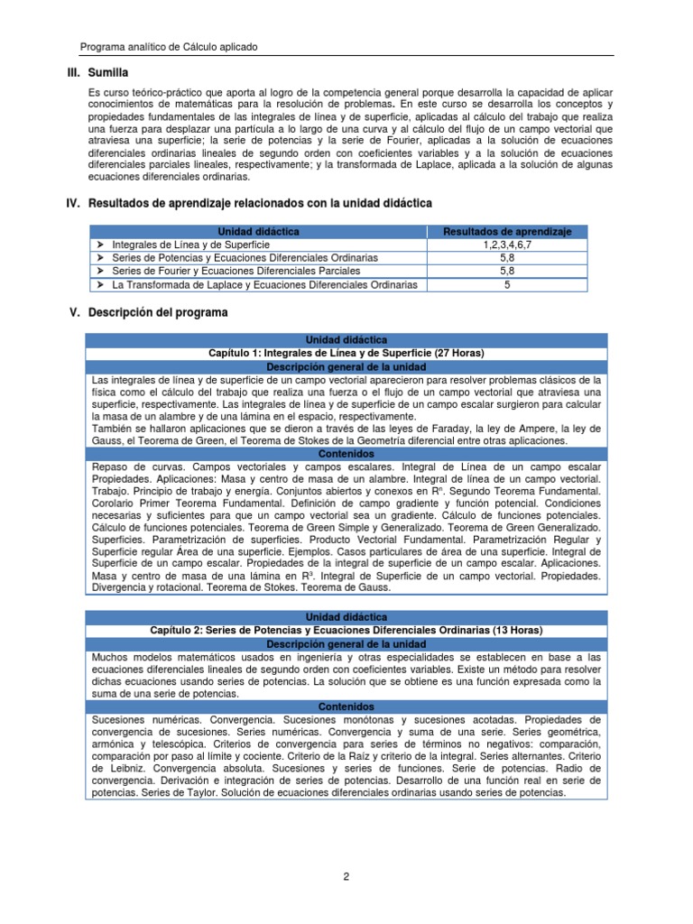 Calculo 2 TEMARIO | PDF | Integral | Ecuaciones diferenciales