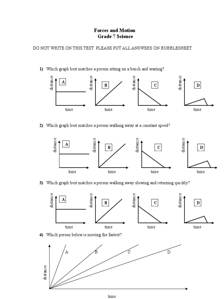 Forces and Motion Test | Download Free PDF | Force | Mass