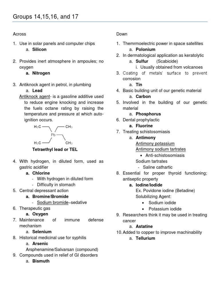 Groups-14,15,16,17 Pchem | PDF | Iodine | Carbon