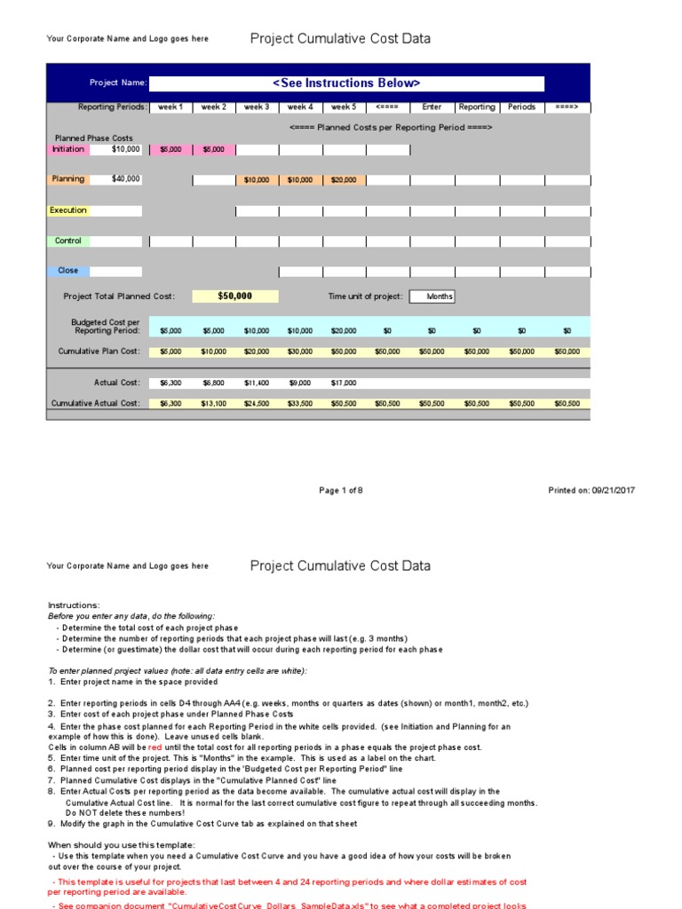 Project Cost S Curve | Data | Microsoft Excel