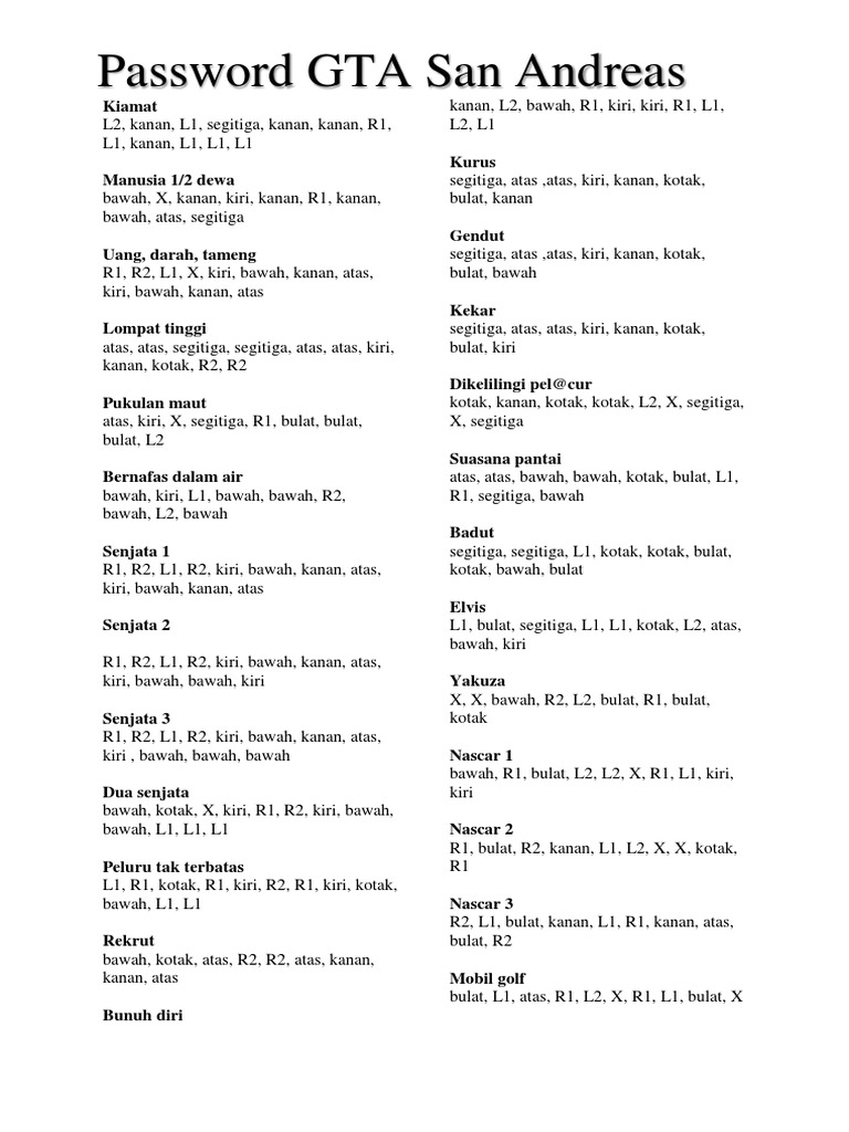 Pasword Gta | PDF