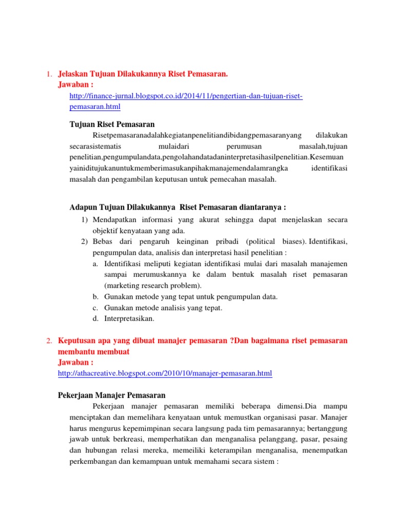 TUGAS METODE RISET PEMASARAN Pembahasan | PDF
