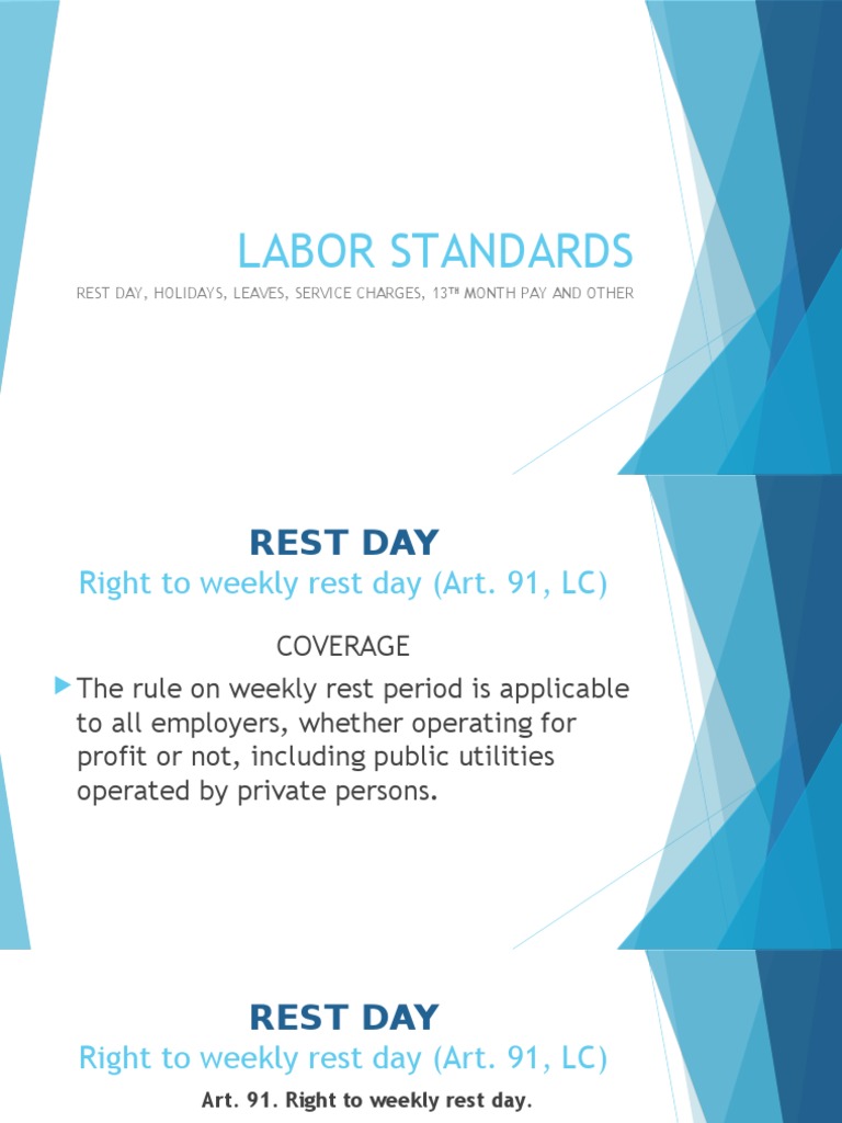 Labor Standards - Rest Day To 13TH Month Pay | PDF | Working Time ...