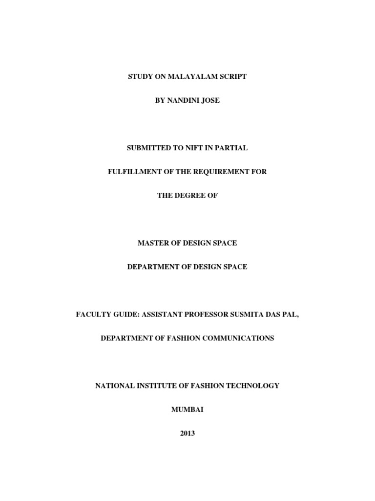 Study On Malayalam Script PDF | PDF | Typefaces | Typography