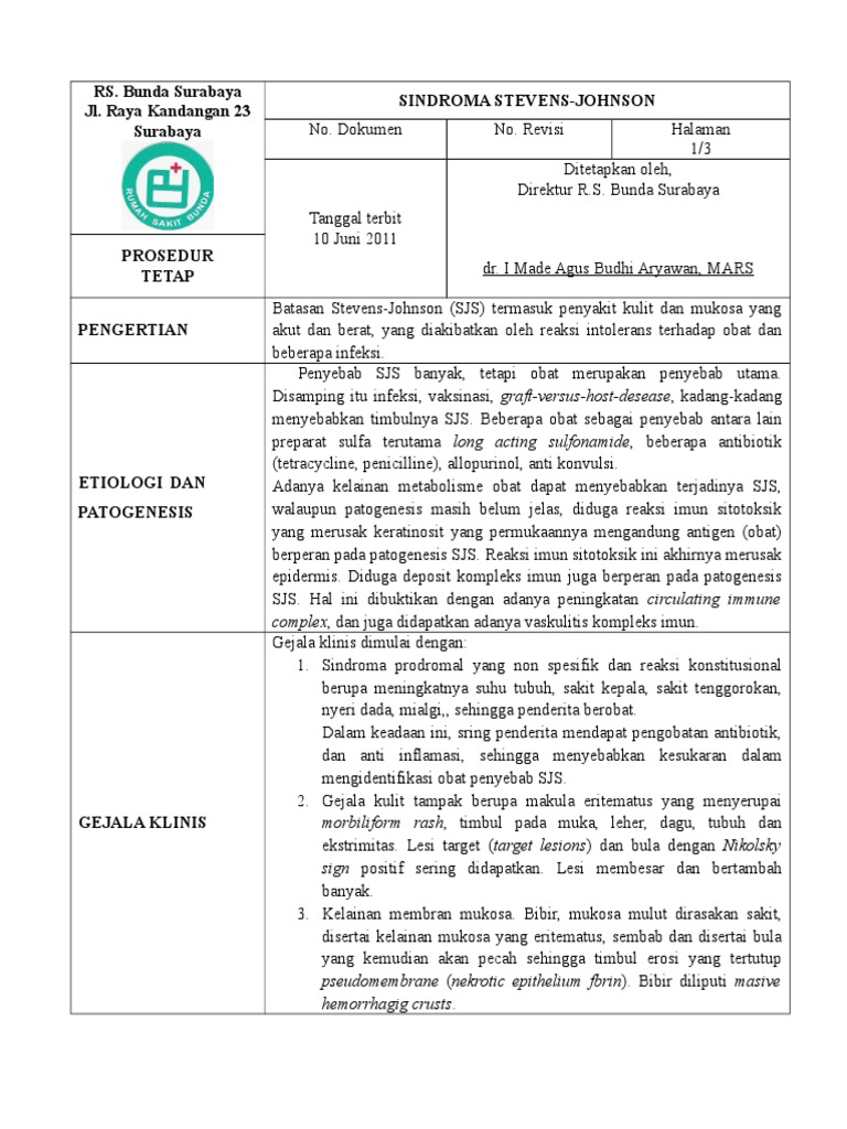 Sop Stevens-Johnson Syndrom | PDF