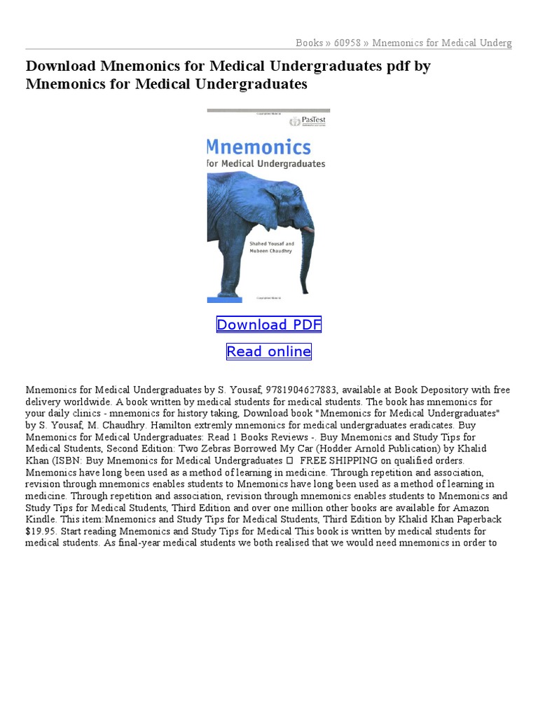 Mnemonics for Medical Undergraduates | PDF