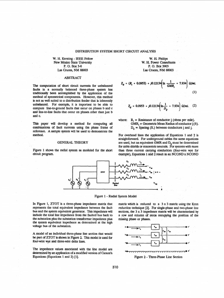 Distribution System Short Circuit Analysis | PDF | Electrical Impedance ...