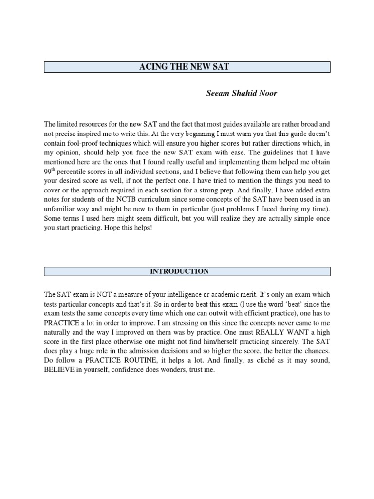Acing The New SAT | PDF | Sat | Errors And Residuals