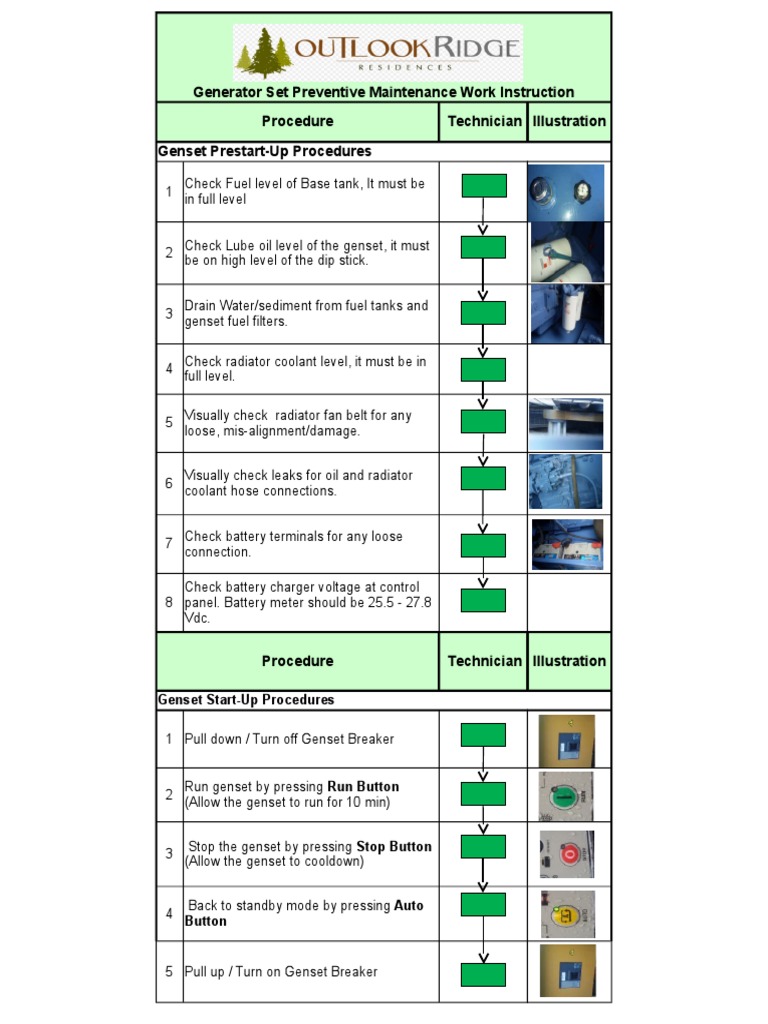 Genset SOP | Machines | Power (Physics)