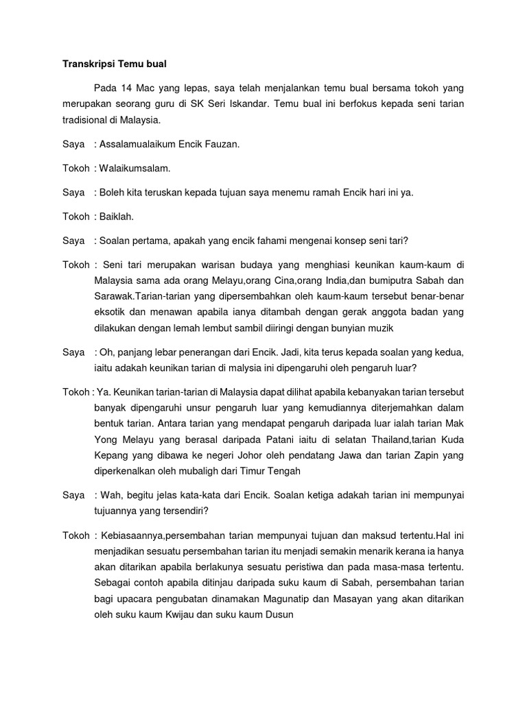 Contoh Soalan Temubual Tradisi Makanan Cina - IsraelsrMyers