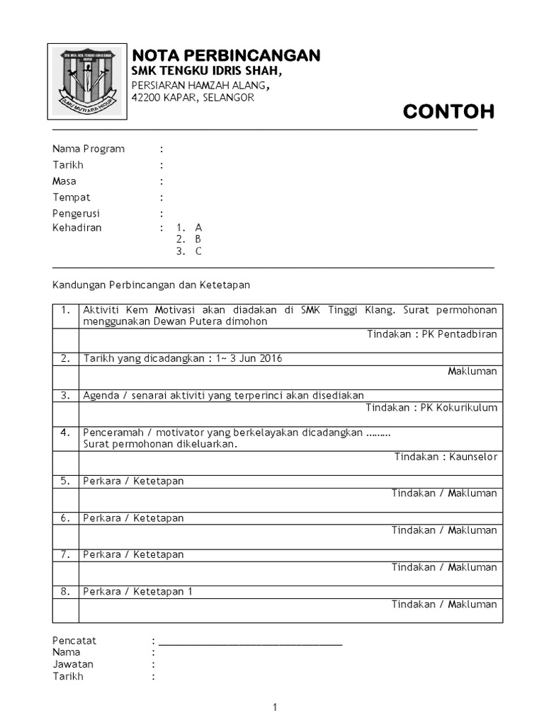 10 Nota Perbincangan Program