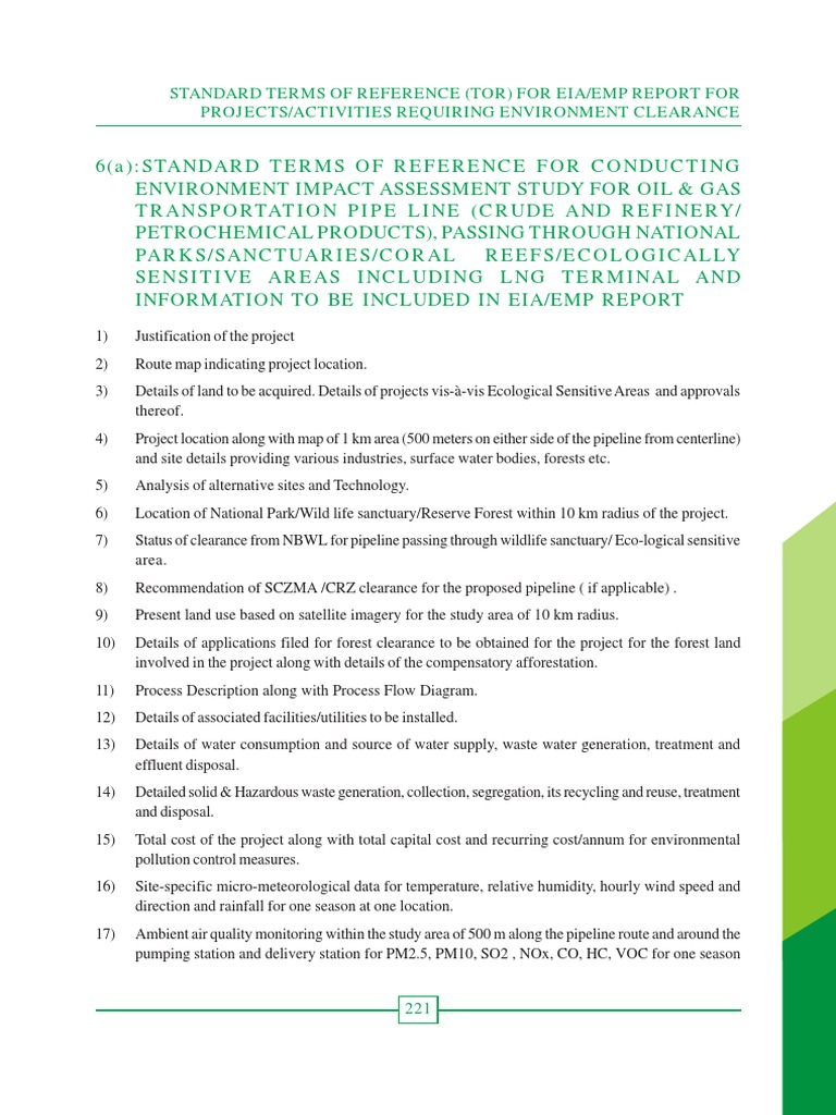 Standard TOR - Isolated Storage | PDF | Environmental Impact Assessment ...