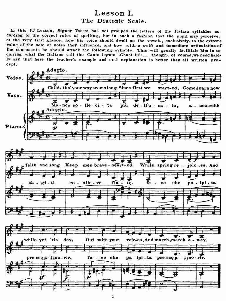 Vaccai Lesson 1 Metodo Pratico Alto y Baritone | PDF
