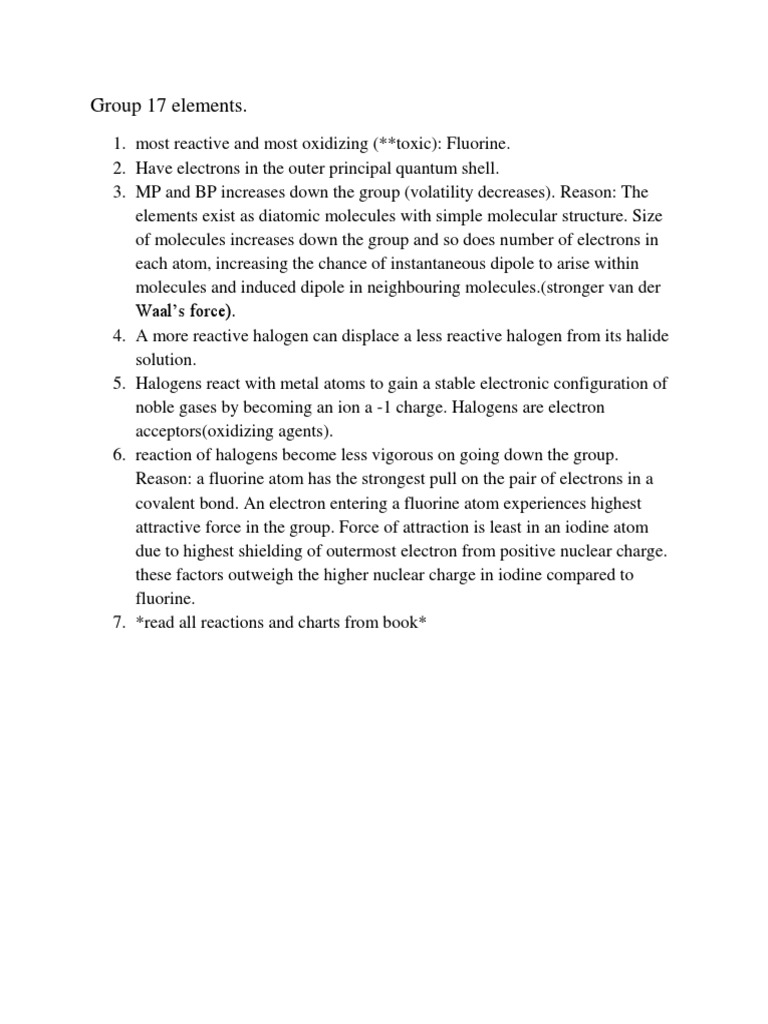 Group 17 Elements | PDF