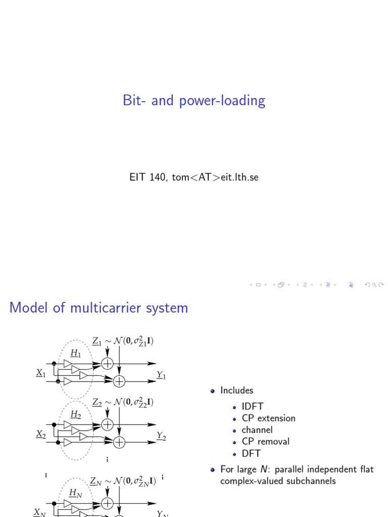 Bit-And Power-Loading: EIT 140, Tom AT Eit - Lth.se | PDF | Signal To ...