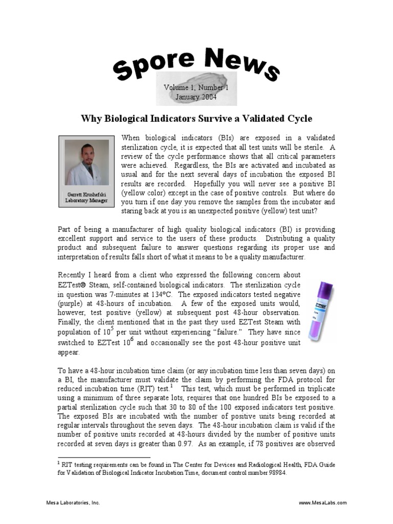 Spore News Vol 1 No 1 | PDF | Sterilization (Microbiology) | Steam