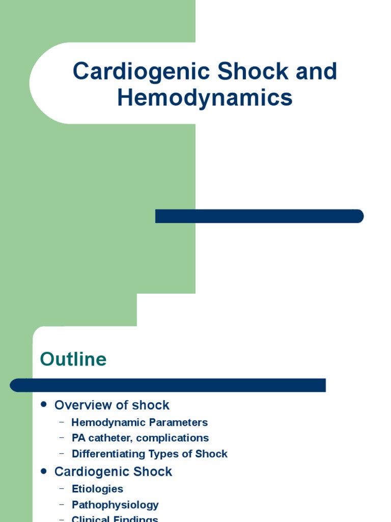 Cardiogenic Shock And Hemodynamics Pdf Shock Circulatory Heart