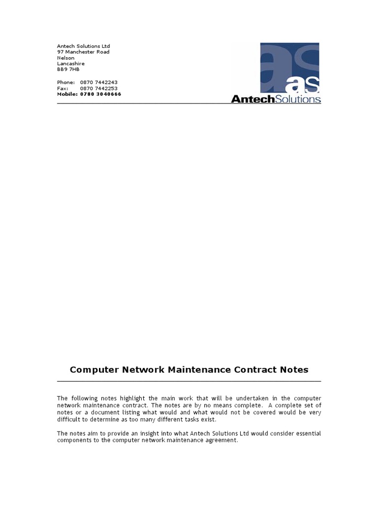Computer Network Maintenance Contract Notes1217 PDF | PDF | Backup ...