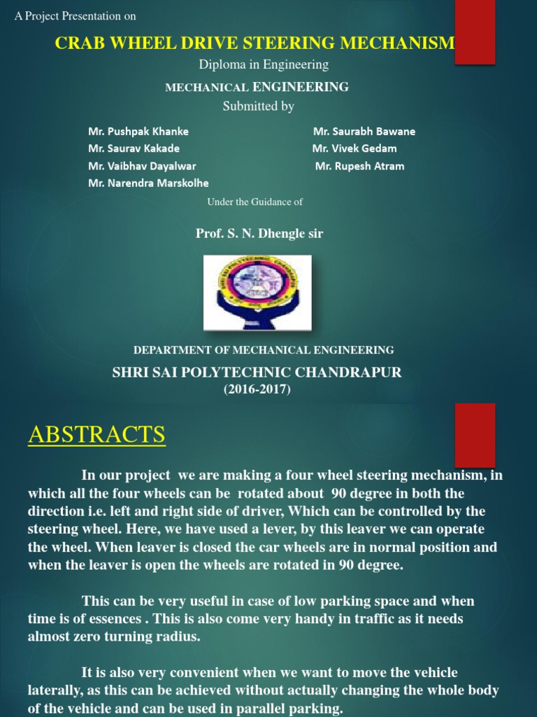 Crab Steering Mechanism | PDF | Steering | Automotive Technologies