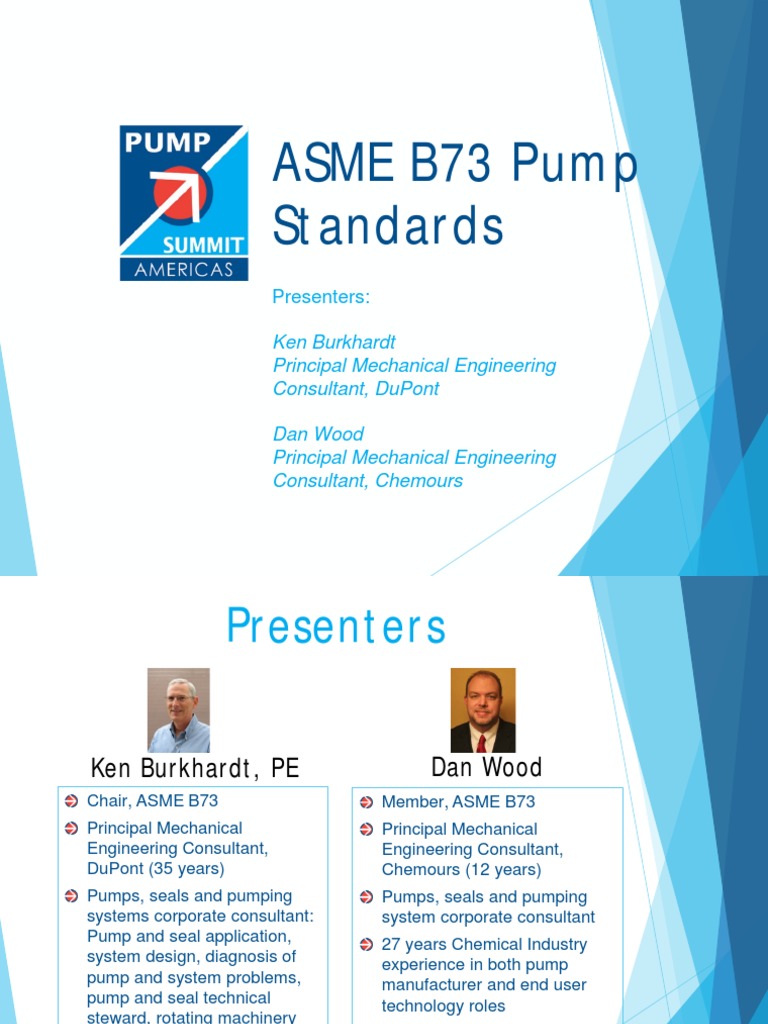 ASME B73 Pump Standards: Presenters | PDF