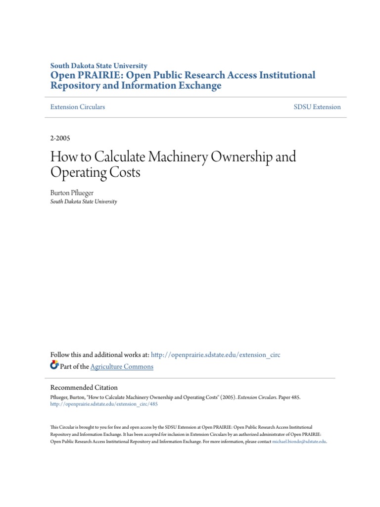 How To Calculate Machinery Ownership and Operating Costs | PDF ...