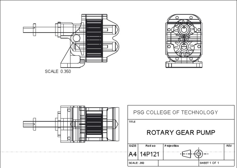 Rotary Gear Pump Assembly Drawing | PDF | Machines | Mechanical Engineering