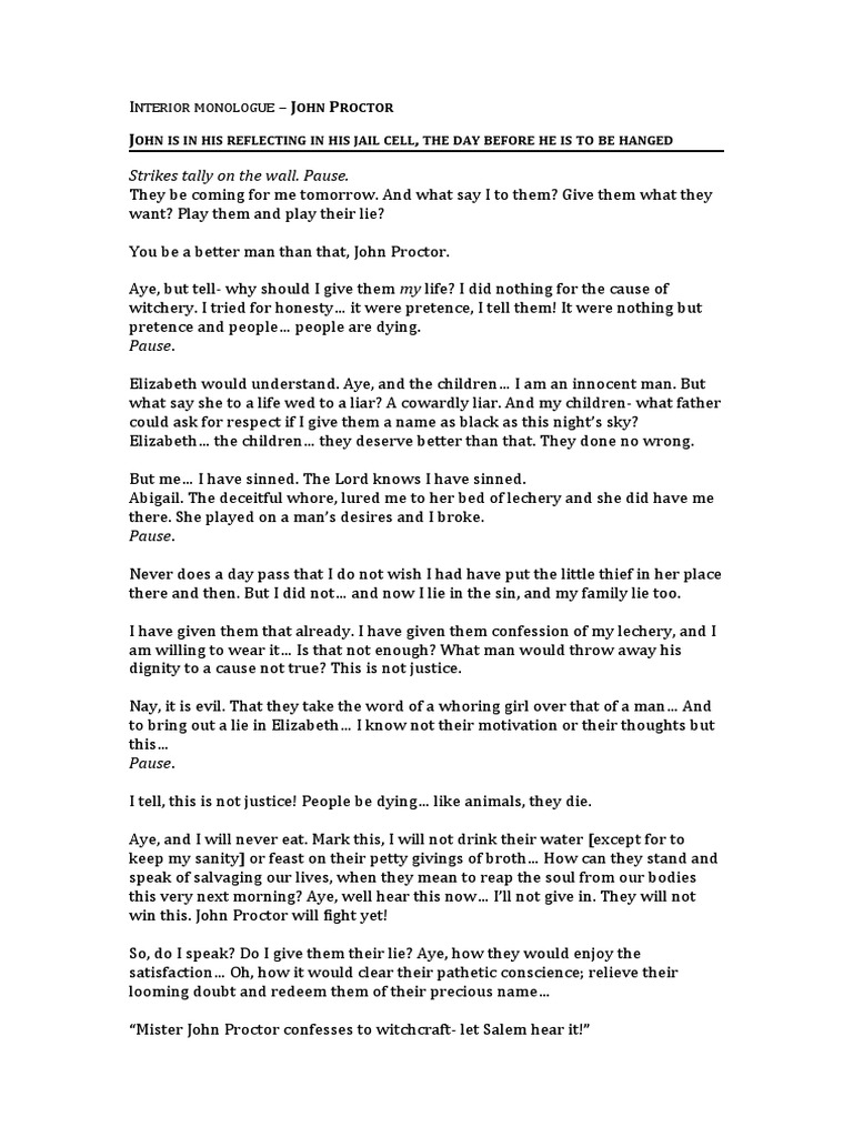 Interior Monologue - John Proctor | PDF | Art | Religion & Spirituality