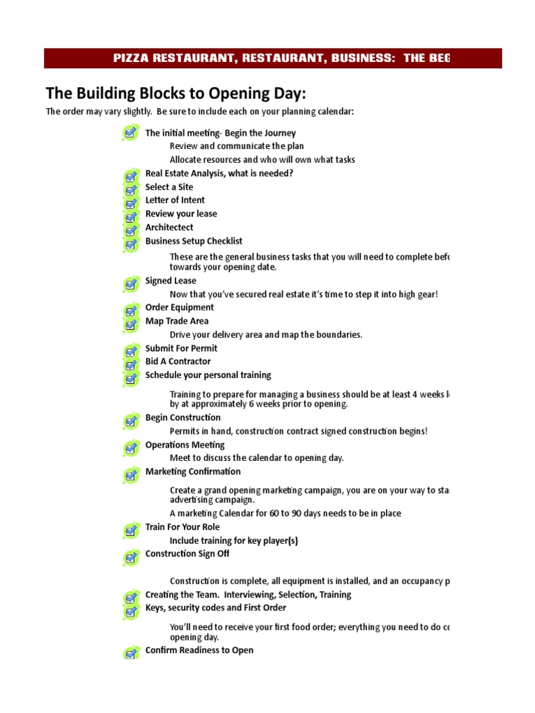 Restaurant Opening Checklist | PDF | Direct Marketing | Mail