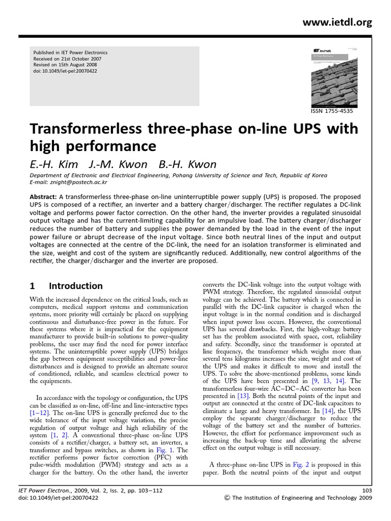 Transformerless Three-Phase UPS Design | PDF | Power Inverter | Power ...