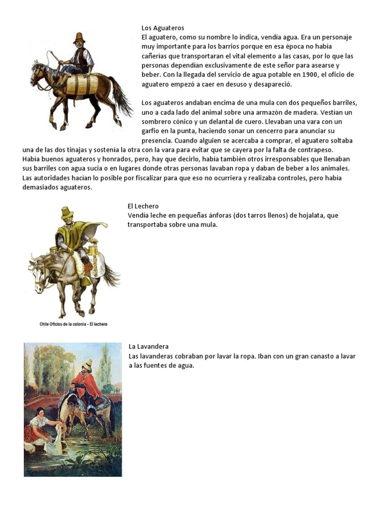 Oficios Coloniales: Aguateros y Más | PDF | Carne | Agua