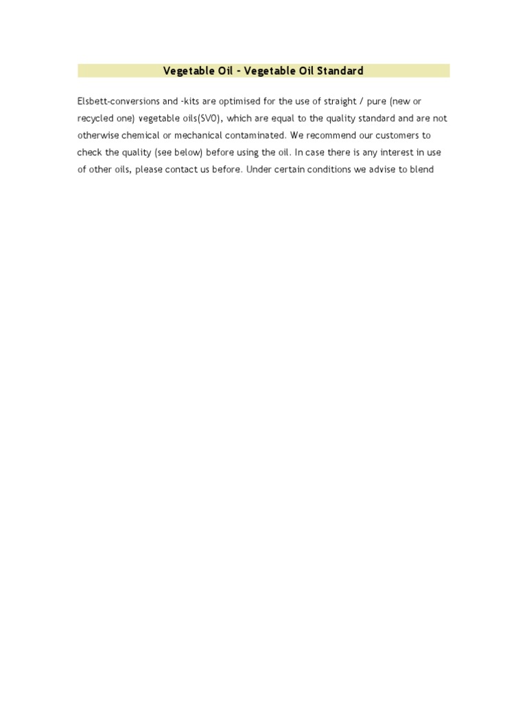 Vegetable Oil Standard | PDF | Diesel Fuel | Diesel Engine