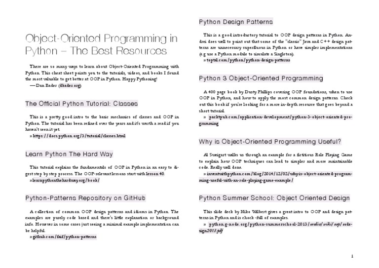Top Resources for Python OOP Learning | PDF | Object Oriented ...
