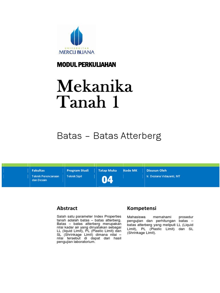 Modul 4 Batas - Batas Atterberg | PDF