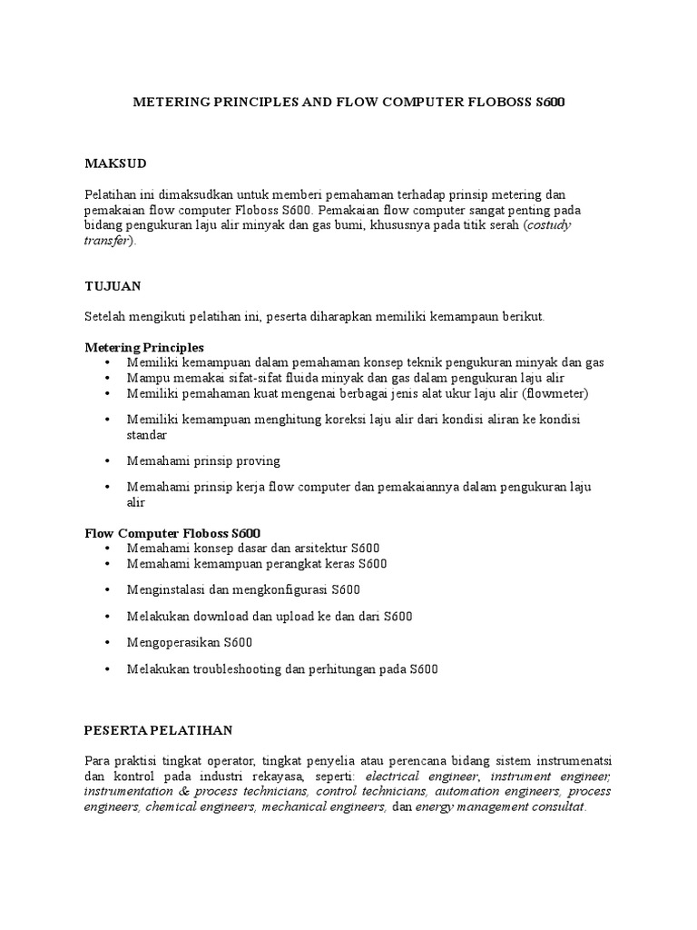 Metering Principles & Flowcom Floboss S600 | PDF