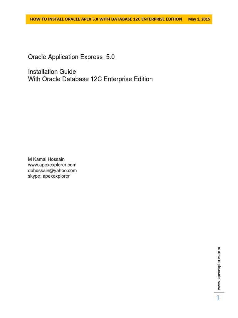 How To Install Oracle Apex 5.0 With Database 12C | PDF | Zip (File Format) | Databases