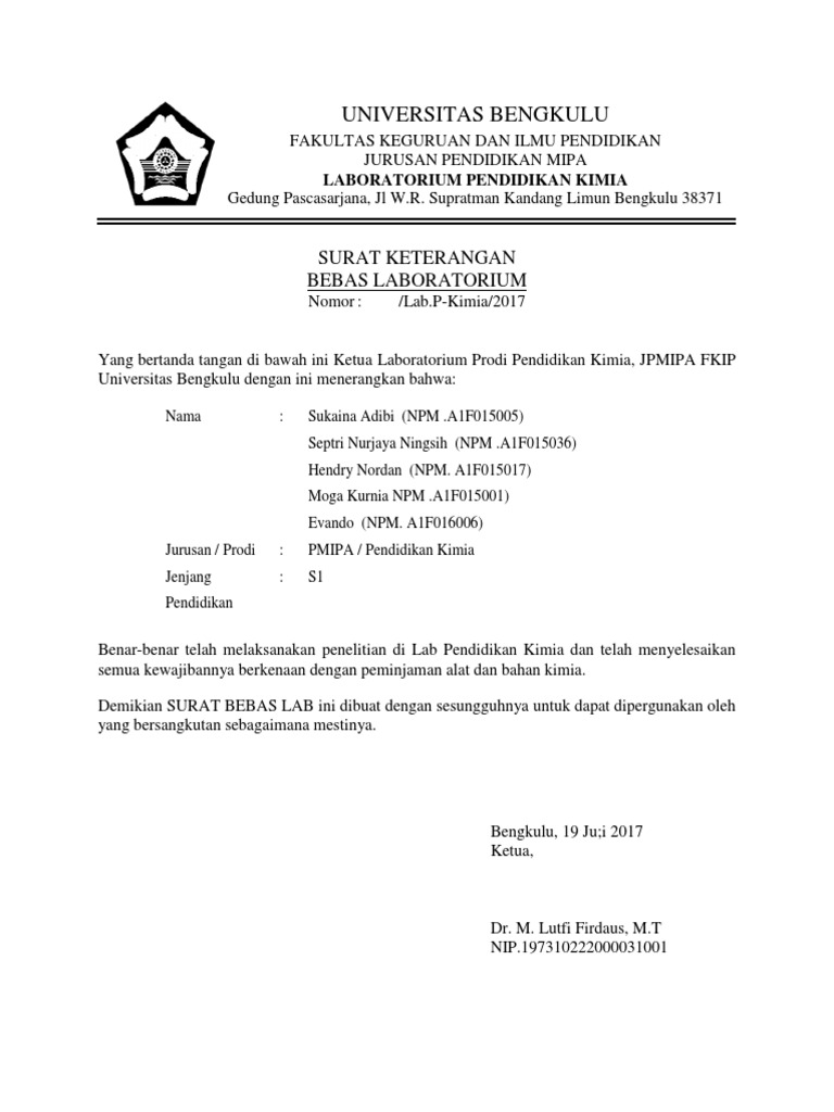 Surat Bebas Lab | PDF