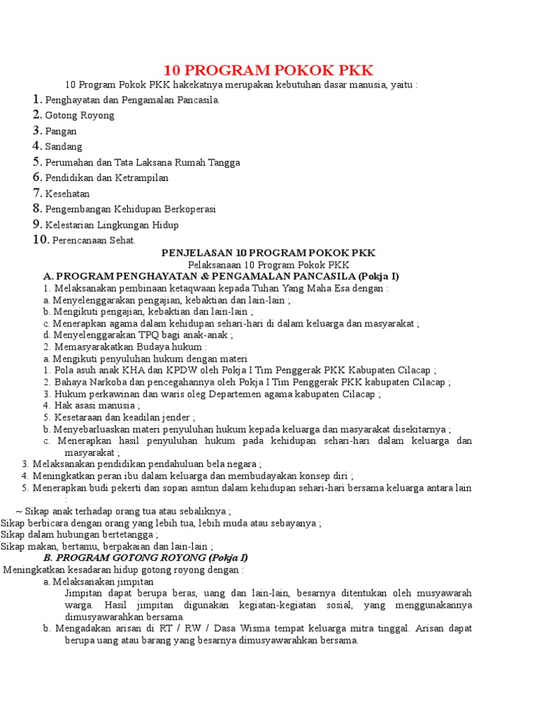 10 Program Pokok PKK | PDF