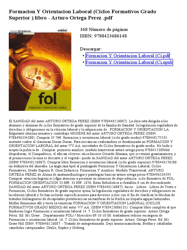 Formacion Y Orientacion Laboral (Ciclos Formativos Grado Superior) | PDF | Salud y bienestar ...