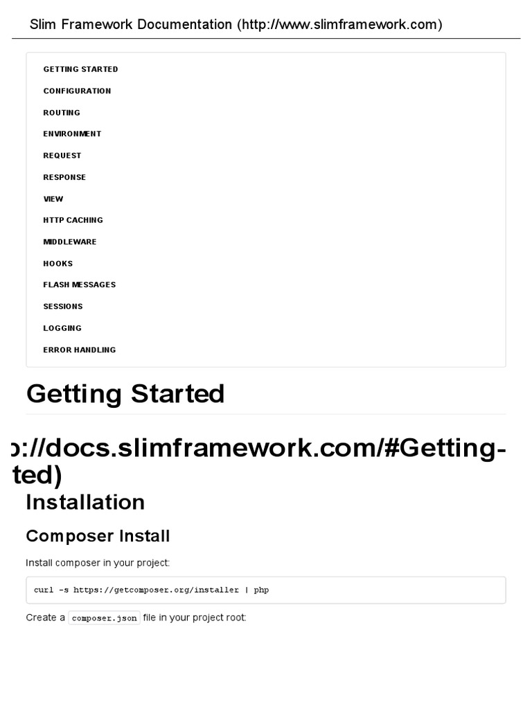 Slim Framework Documentation | PDF | Hypertext Transfer Protocol | Php