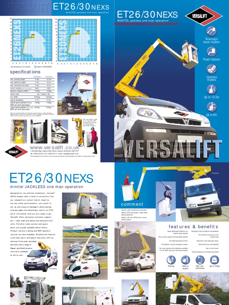 Versalift ET30NE XS Spec Sheet | PDF | Transport | Motor Vehicle