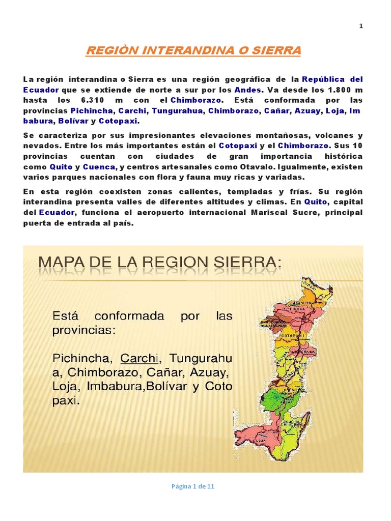 Regiòn Interandina o Sierra | PDF | Volcán | Ecuador