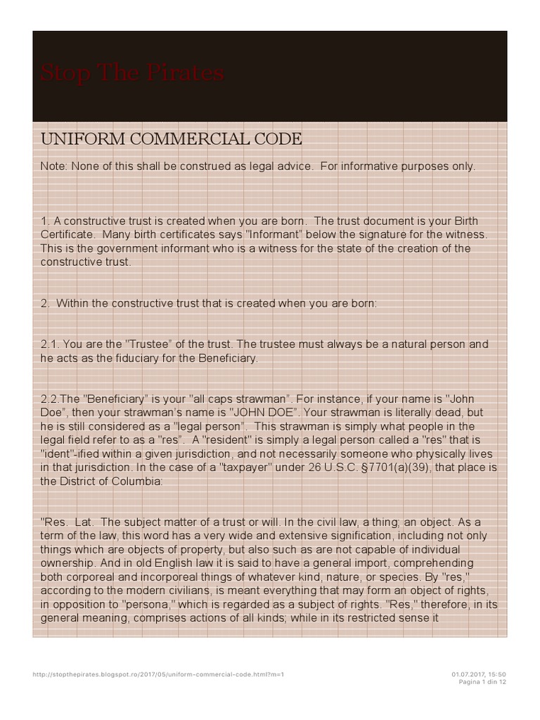 UNIFORM COMMERCIAL CODE - Stop The Pirates of Commercial Sea | Download ...